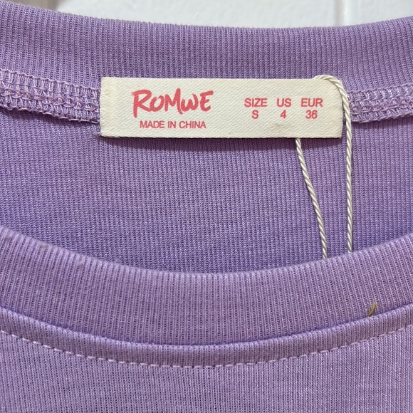 ROMWE | Tops | Nwt Romwe Lavender Lilac Purple Short Sleeve Crop Top ...